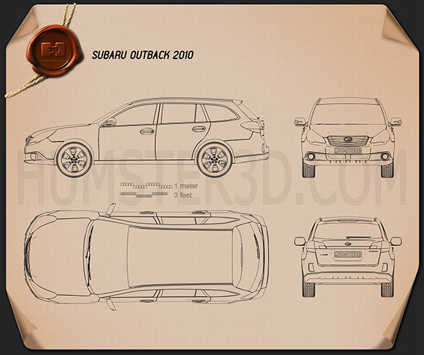 Subaru Outback 2010 Clipart and Blueprint - Download Vehicles Clip Art ...