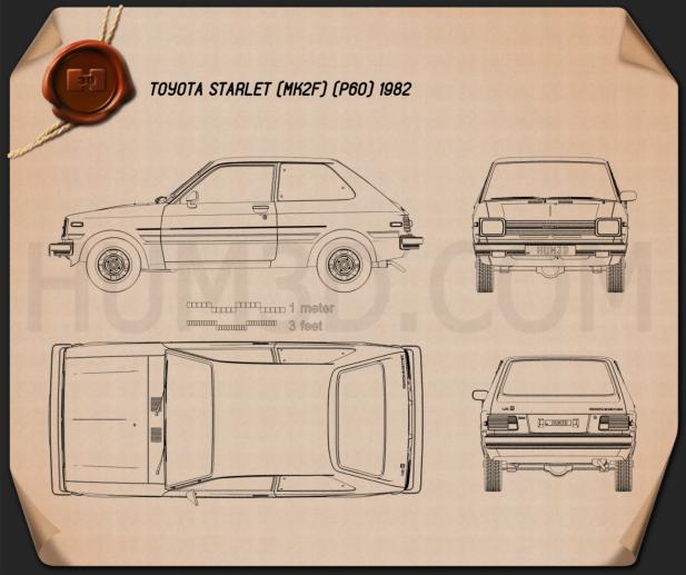 Toyota Starlet 1982 Clipart and Blueprint - Download Vehicles Clip Art ...