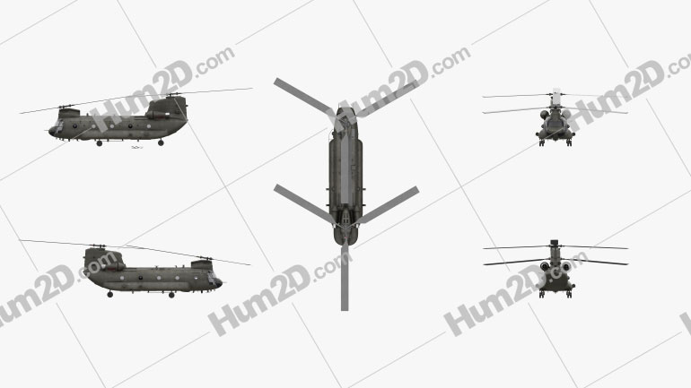 Boeing CH-47 Chinook Transport Helicopter Clipart and Blueprint ...