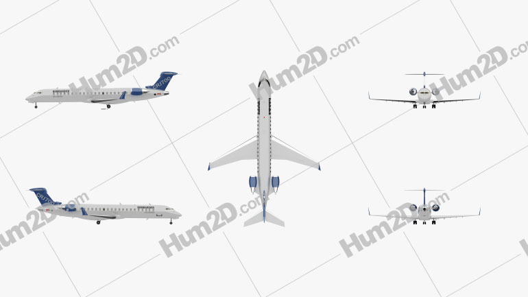 Bombardier CRJ700 series Clipart and Blueprint - Download Aircraft Clip ...