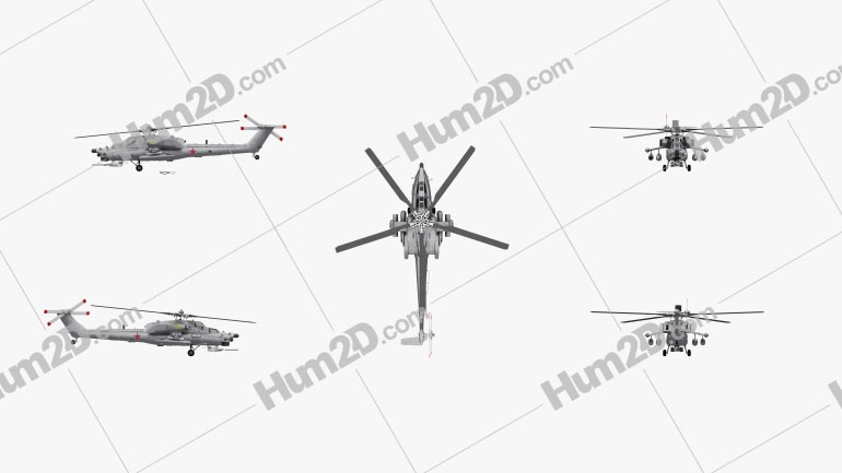 Mil Mi-28 Attack Helicopter Clipart and Blueprint - Download Aircraft ...