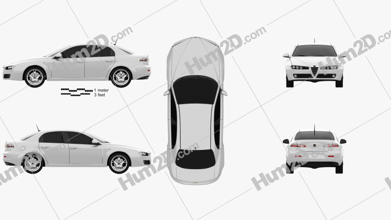 Alfa Romeo 159 sedan 2009 Clipart and Blueprint - Download Vehicles ...