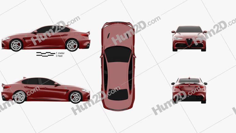 Alfa Romeo Giulia Quadrifoglio 2016 Clipart and Blueprint - Download ...
