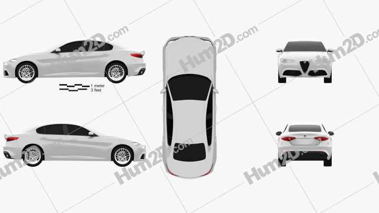 Alfa Romeo Giulia 2016 Clipart and Blueprint - Download Vehicles Clip ...