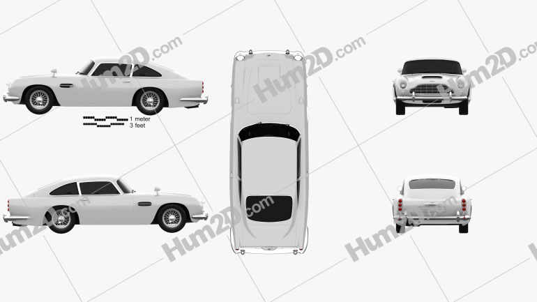 Aston Martin DB5 1963 Clipart and Blueprint - Download Vehicles Clip ...