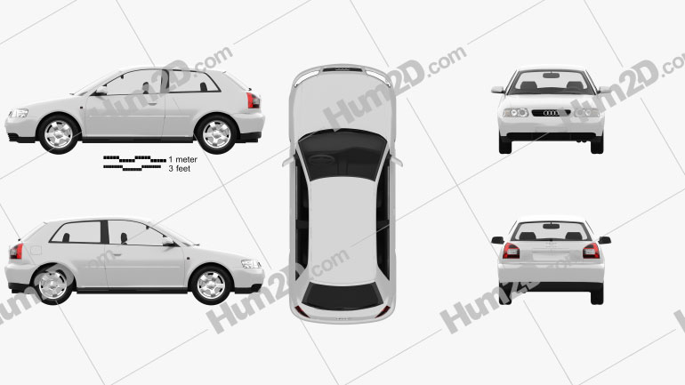 Audi A3 (8L) 3-door 2003 Clipart and Blueprint - Download Vehicles Clip ...