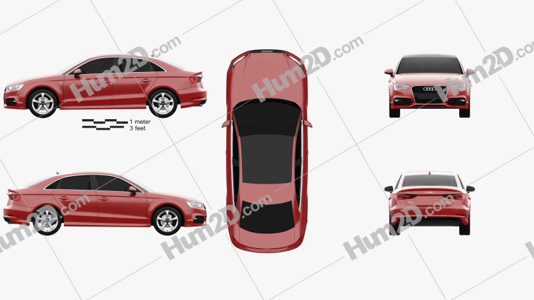 Audi A3 S line sedan 2013 Clipart and Blueprint - Download Vehicles ...