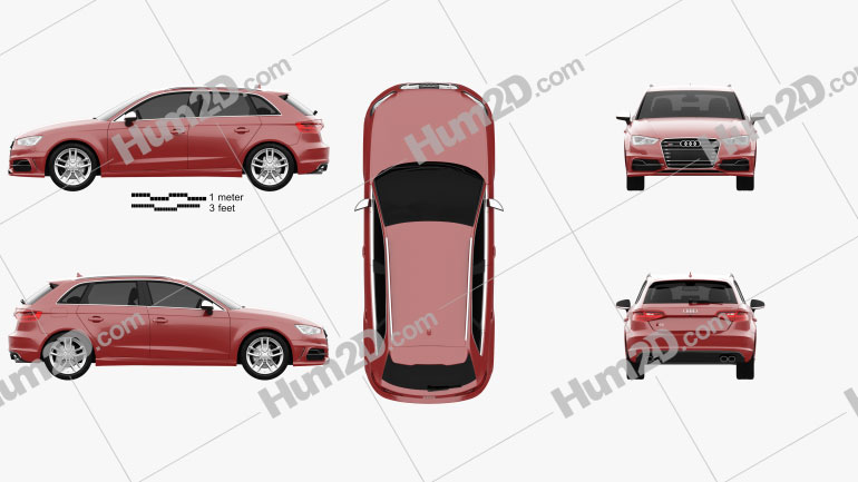 Audi S3 Sportback 2014 Clipart and Blueprint - Download Vehicles Clip ...