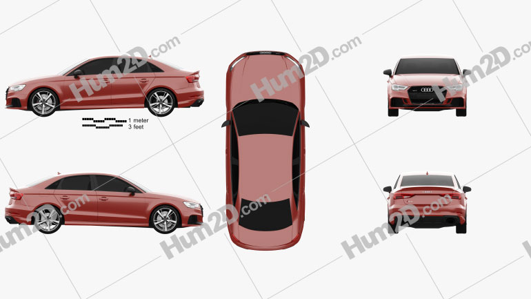Audi RS3 Sedan 2017 Clipart and Blueprint - Download Vehicles Clip Art ...