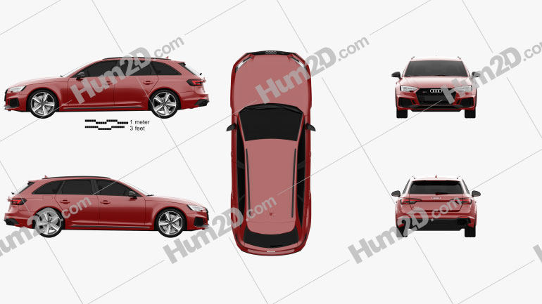 Audi RS4 Avant 2018 Clipart and Blueprint - Download Vehicles Clip Art ...