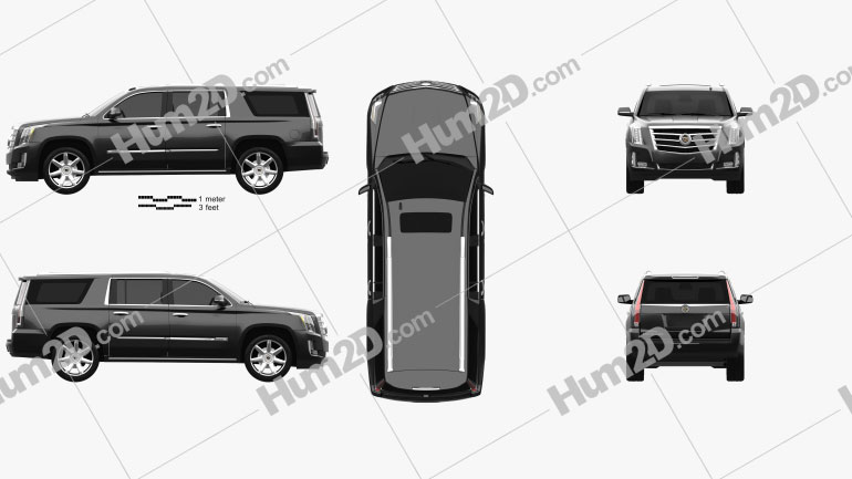 Cadillac Escalade ESV Platinum 2015 Clipart and Blueprint - Download ...