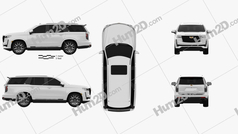 Cadillac Escalade Platinum Sport 2021 Clipart and Blueprint - Download ...