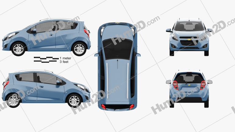 Chevrolet Spark LS 2013 Clipart and Blueprint - Download Vehicles Clip ...