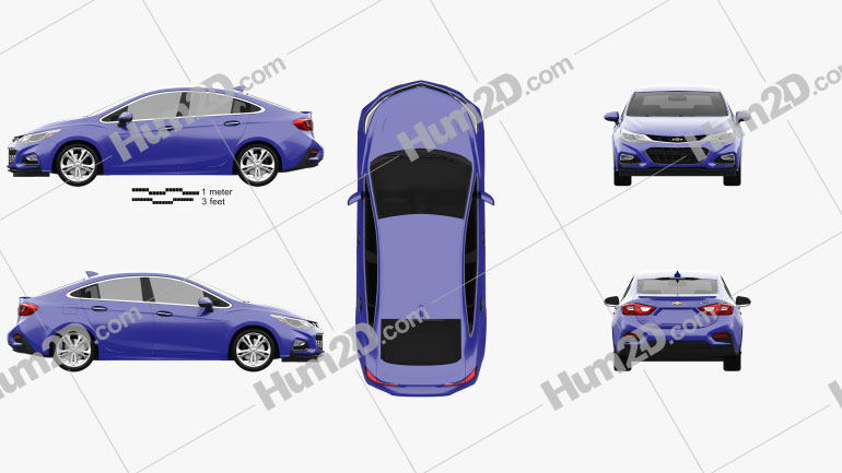 Chevrolet Cruze Premier RS 2016 Clipart and Blueprint - Download ...