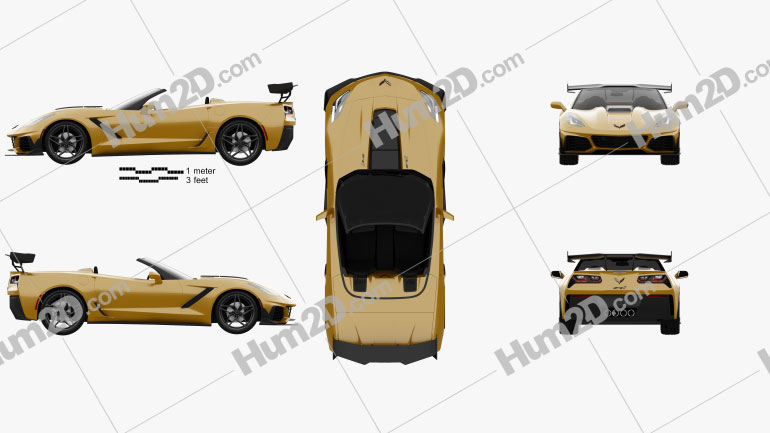 Chevrolet Corvette (C7) convertible ZR1 2017 Clipart and Blueprint ...