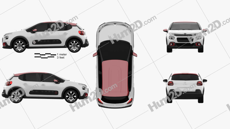 Citroen C3 Clipart and Blueprints for Download