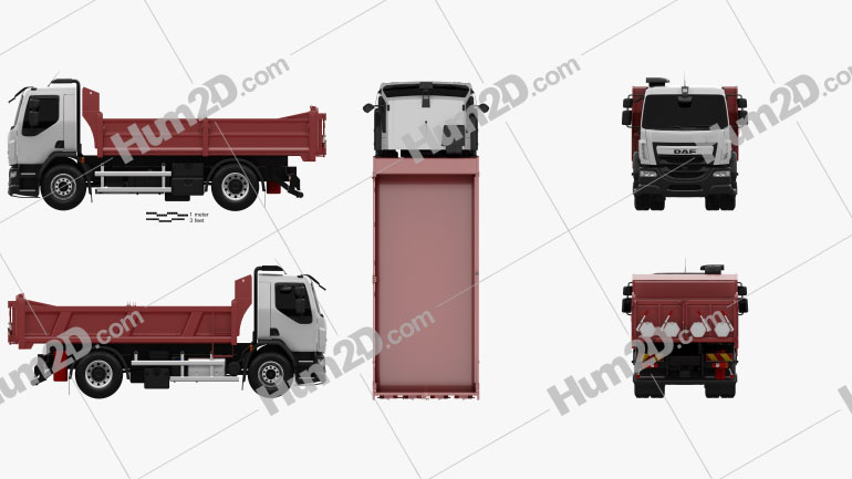 DAF LF Tipper Truck 2013 Clipart and Blueprint - Download Vehicles Clip ...