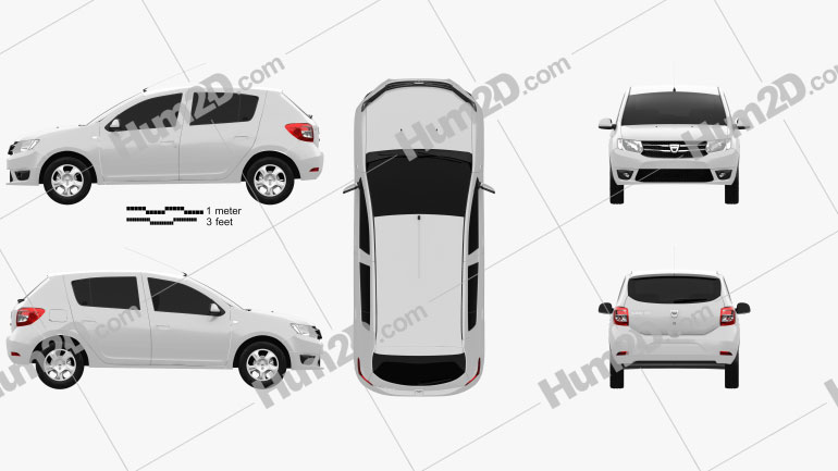 Dacia Sandero 2013 Clipart and Blueprint - Download Vehicles Clip Art ...