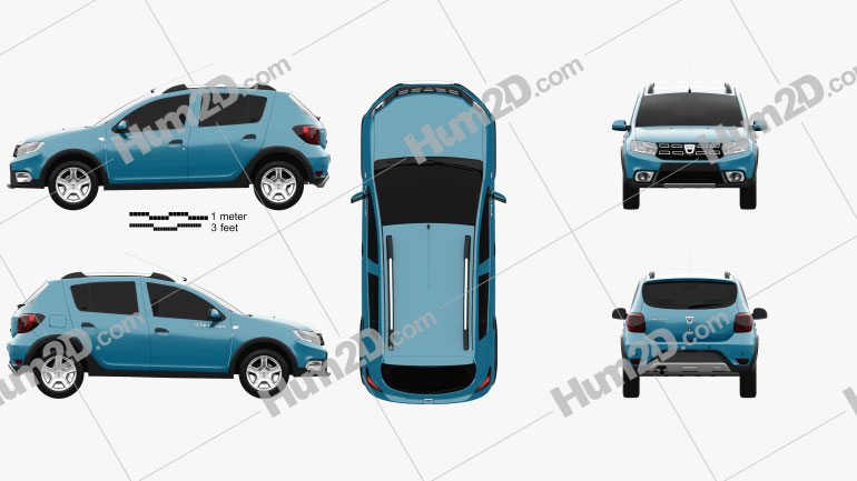 Dacia Sandero Stepway 2017 Clipart and Blueprint - Download Vehicles ...