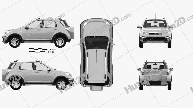 Daihatsu Terios 2013 Clipart and Blueprint - Download Vehicles Clip Art ...