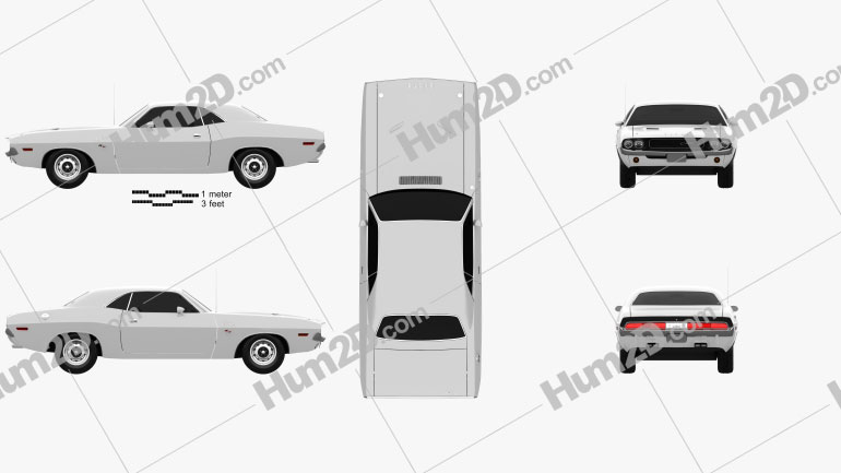 Dodge Challenger hardtop 1970 Clipart and Blueprint - Download Vehicles ...