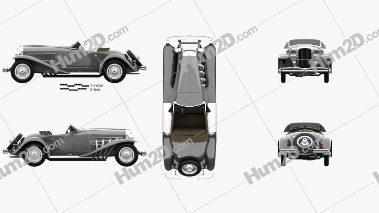 Duesenberg ClipArt Images and Blueprints for Download in PNG, PSD | Hum2D