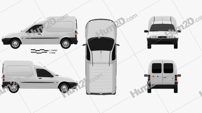 Ford Courier Van UK 1999 Clipart and Blueprint - Download Vehicles Clip ...