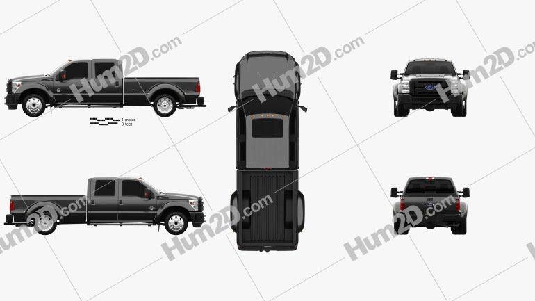 Ford F-450 Crew Cab XL 2015 Clipart and Blueprint - Download Vehicles ...