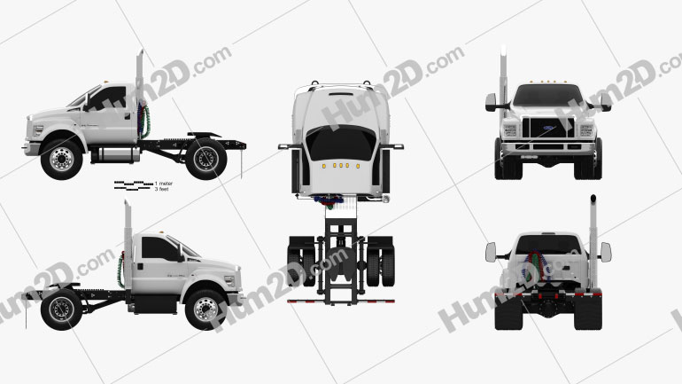 Ford F-650 / F-750 Regular Cab Tractor 2016 Clipart and Blueprint ...