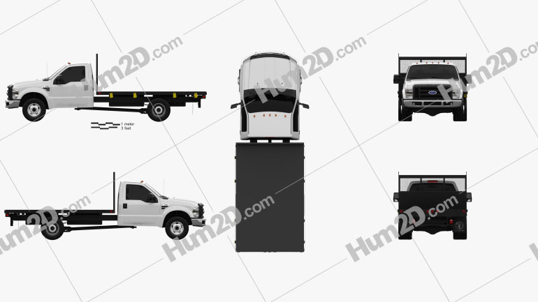 Ford F-350 Regular Cab Flatbed 2010 Clipart and Blueprint - Download ...