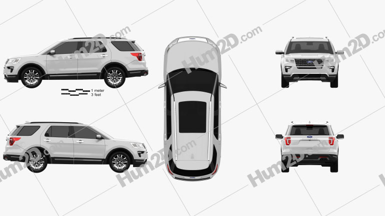 Ford Explorer (U502) Platinum 2018 Clipart and Blueprint - Download ...