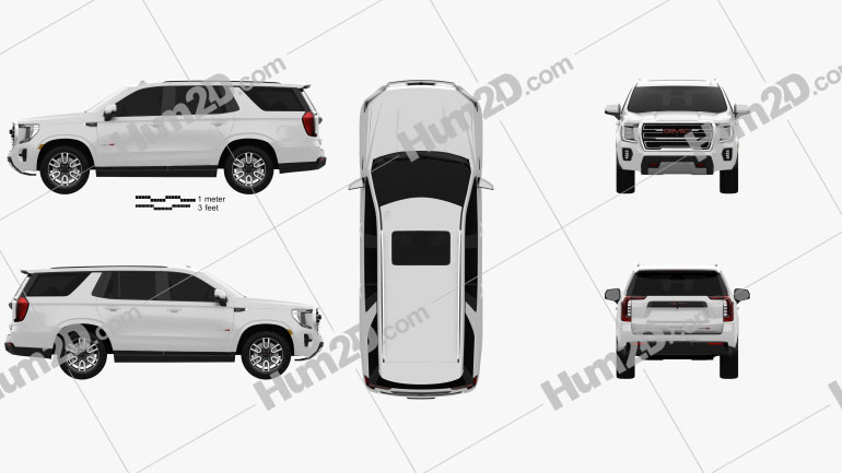 GMC Yukon AT4 2021 Clipart and Blueprint - Download Vehicles Clip Art ...