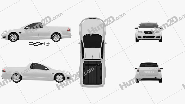 Holden VE Commodore UTE 2012 Clipart and Blueprint - Download Vehicles ...