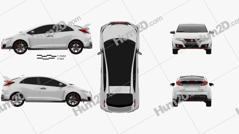 Honda Civic Type-R hatchback 2015 Clipart - Download Vehicles Clipart ...