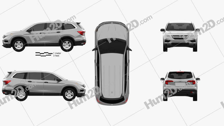 Honda Pilot LX 2016 Clipart and Blueprint - Download Vehicles Clip Art ...
