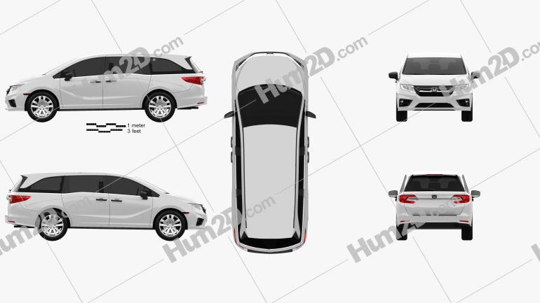 Honda Odyssey LX 2018 Clipart and Blueprint - Download Vehicles Clip ...