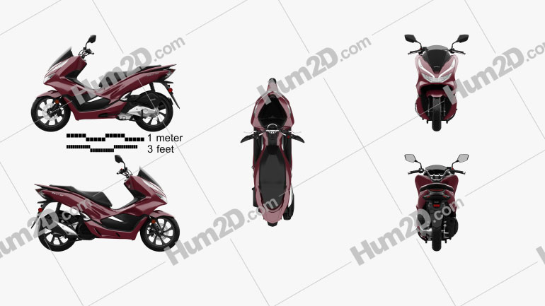 Honda PCX 150 2019 Clipart and Blueprint - Download Vehicles Clip Art ...