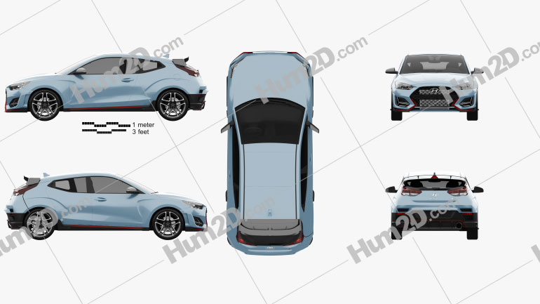 Hyundai Veloster N 2018 Clipart and Blueprint - Download Vehicles Clip ...