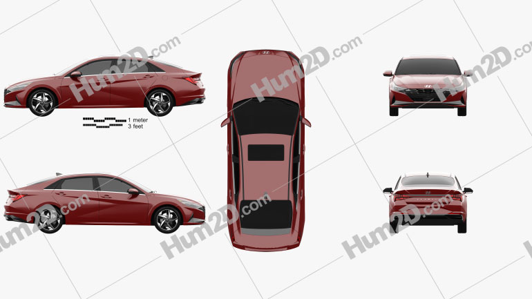 Hyundai Elantra US-spec 2020 Clipart and Blueprint - Download Vehicles ...