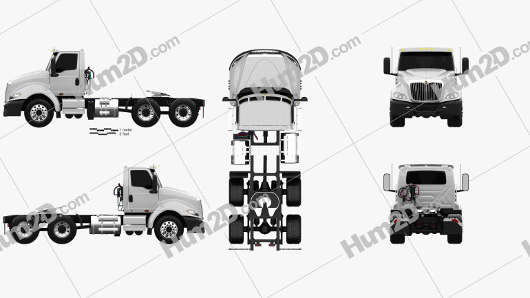 International RH Day Cab Tractor Truck 2018 Clipart and Blueprint ...