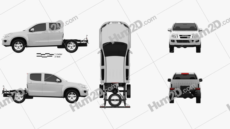 Isuzu D-Max Double Cab Chassis 2012 Clipart and Blueprint - Download ...