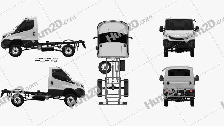 Iveco Daily 4×4 Single Cab Chassis 2017 Clipart and Blueprint ...