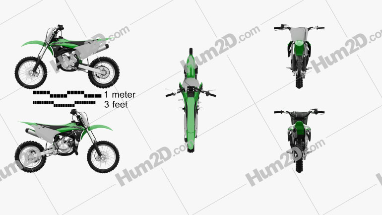 Kawasaki KX85 2020 Clipart and Blueprint - Download Vehicles Clip Art ...