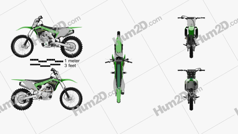 Kawasaki KX250F 2017 Clipart and Blueprint - Download Vehicles Clip Art ...