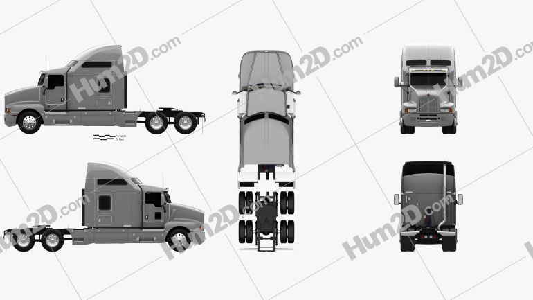 Kenworth T600 Tractor Truck 2007 Clipart and Blueprint - Download ...