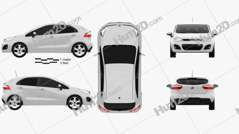 Kia Rio 5-door 2012 Clipart and Blueprint - Download Vehicles Clip Art ...