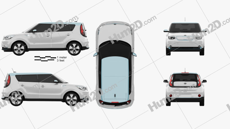 Kia Soul EV 2016 Clipart and Blueprint - Download Vehicles Clip Art ...