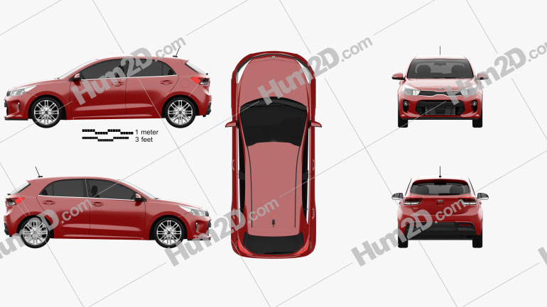Kia Rio 5-door hatchback 2017 Clipart - Download Vehicles Clipart ...