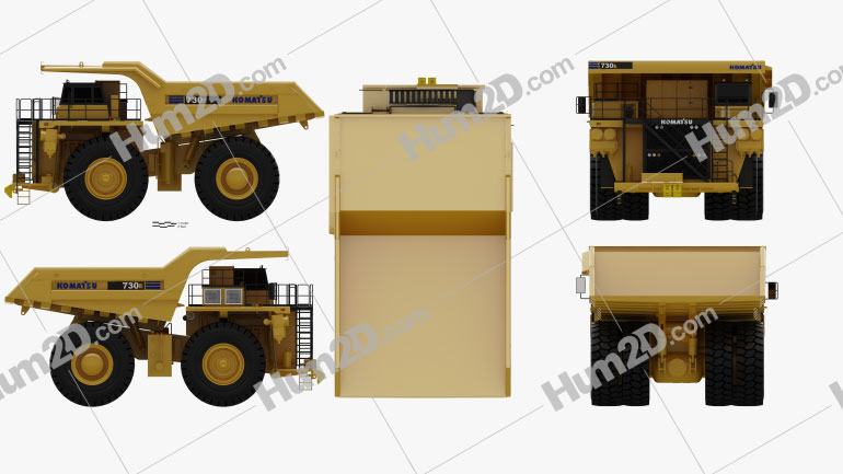 Komatsu 730E Dump Truck 2012 Clipart and Blueprint - Download Vehicles ...