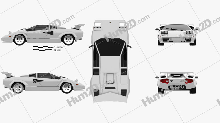 Lamborghini Countach 5000 QV 1985 Clipart and Blueprint - Download ...